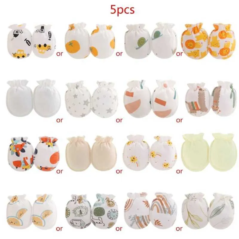 DHgate.com:5 Pairs Baby Scratch Mittens - Cotton, Cartoon Print, 0-3 ...