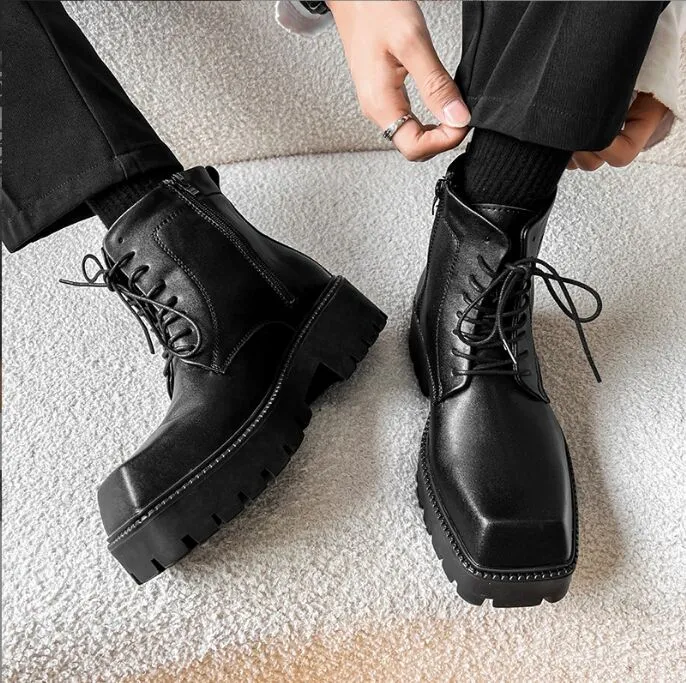 Indestructible Waterproof Steel Head Leather Work Chunky Boots Men For ...