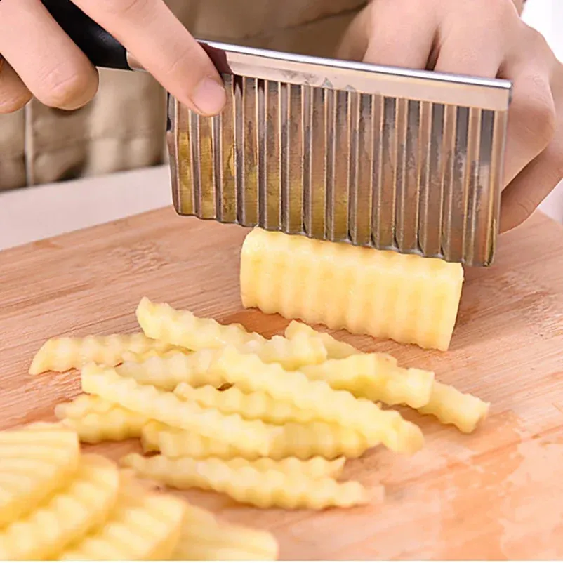 Stainless Steel Wavy Knife Potato Chip Slicer Dough Vegetable Fruit ...