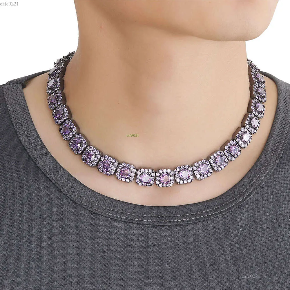 Hip Hop Necklace Cuban Chain 12mm Purple Zircon Rock... From Cafe0221 ...