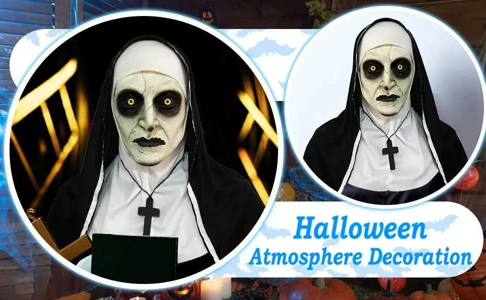 Nun Halloween Costumes: Scary Nun Mask With Cross... From Thousand ...