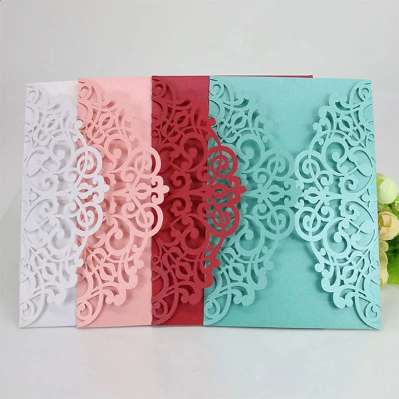 Elegant Laser Cut Flower Wedding Invitations: 50/Customizable RSVP ...