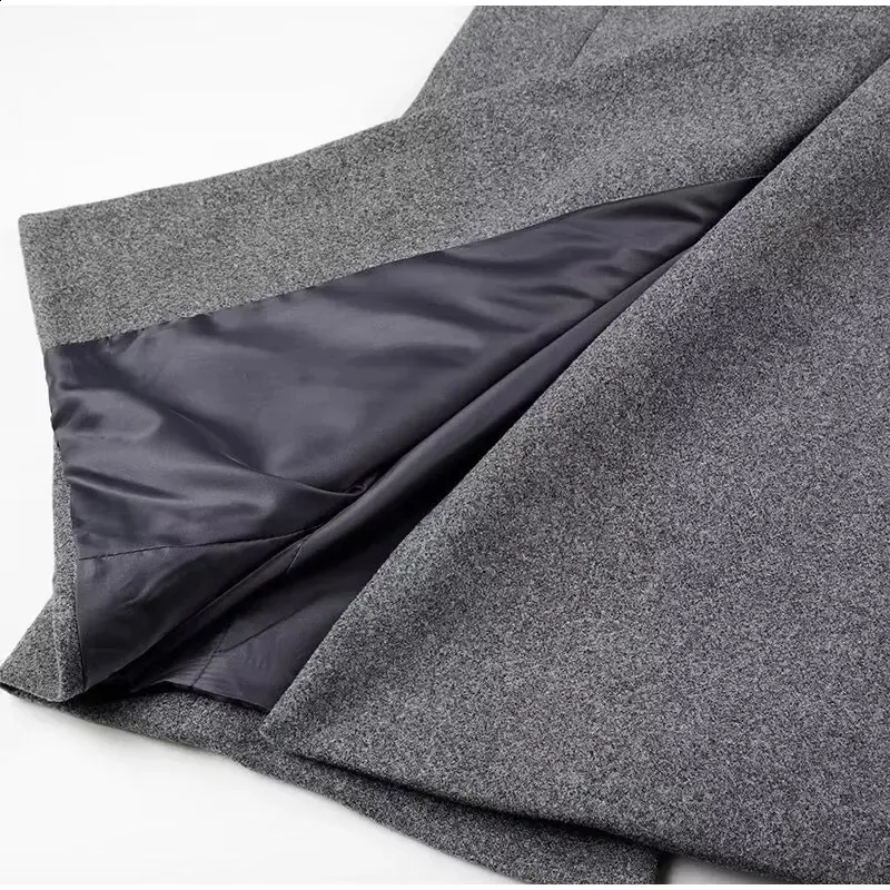 Premium Women's Long Coat - Elegant Double-Layer Wool Blend, Back Split ...