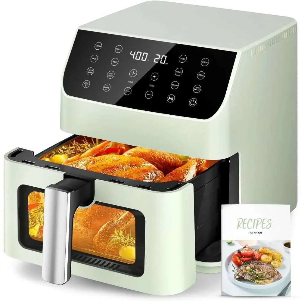 Air fryer with transparent window 5.8QT 12 in 1 digital air fryer 40 ...