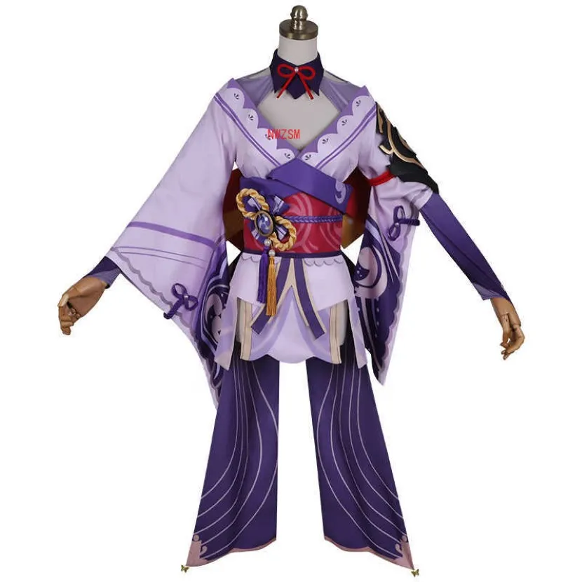 Genshin Impact Raiden Shogun Cosplay Costume Combat Kaftan Dress Outfit ...