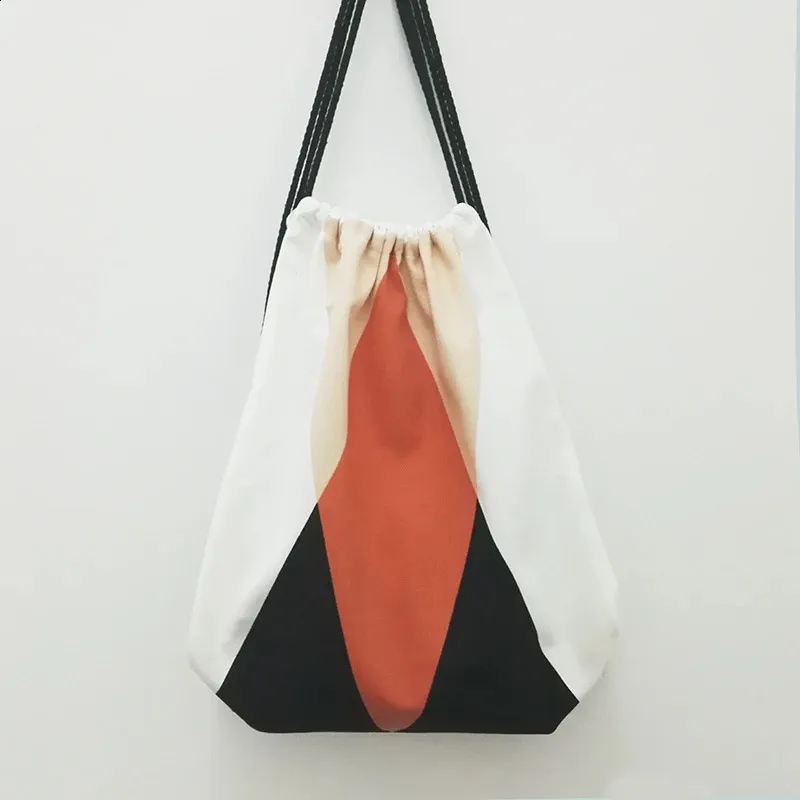 Cotton Canvas Drawstring Backpack for Women - Fashionable School Bag ...