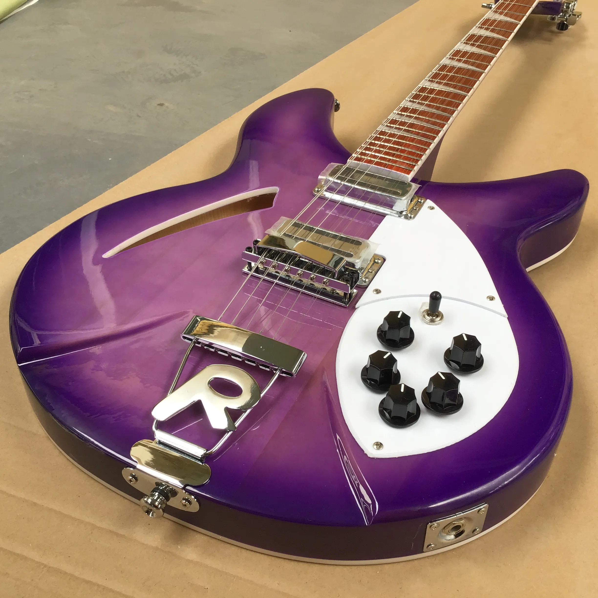 Solid Maple Guitar Body 12 String Hollow Body Electric Guitar, Purple ...