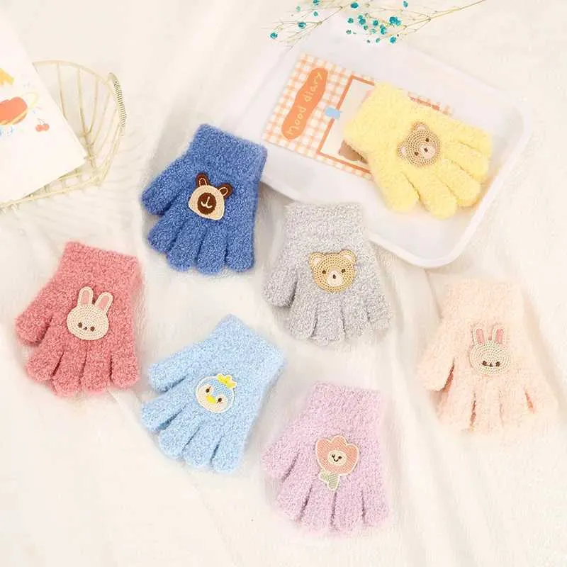 DHgate.com:Warm Winter Kids Split Finger Gloves - Thick Velvet Cartoon ...