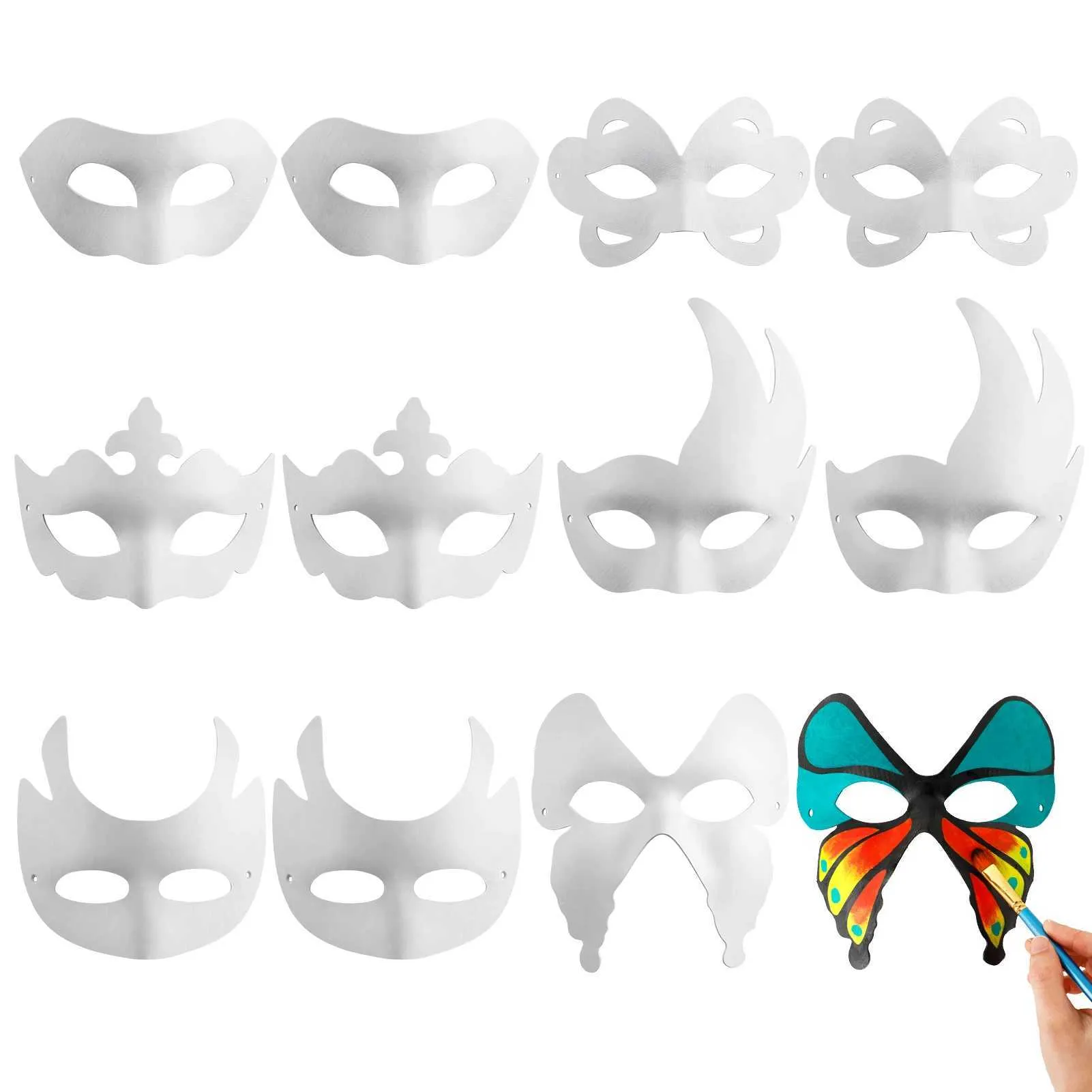 Costume Masks Set Half Face DIY Paper Cosplay Masks For Party, Dance ...