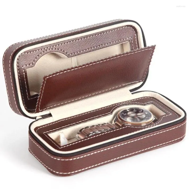 Faux Leather Jewelry Pouches With Zipper With Zipper 2/4/8 Grid Watch ...