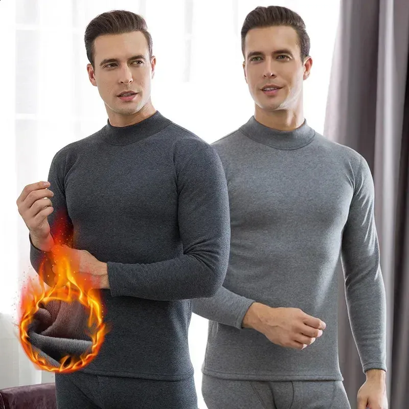 Winter Men Thermal Underwear Set Thickened Plus Velvet Long Pants ...