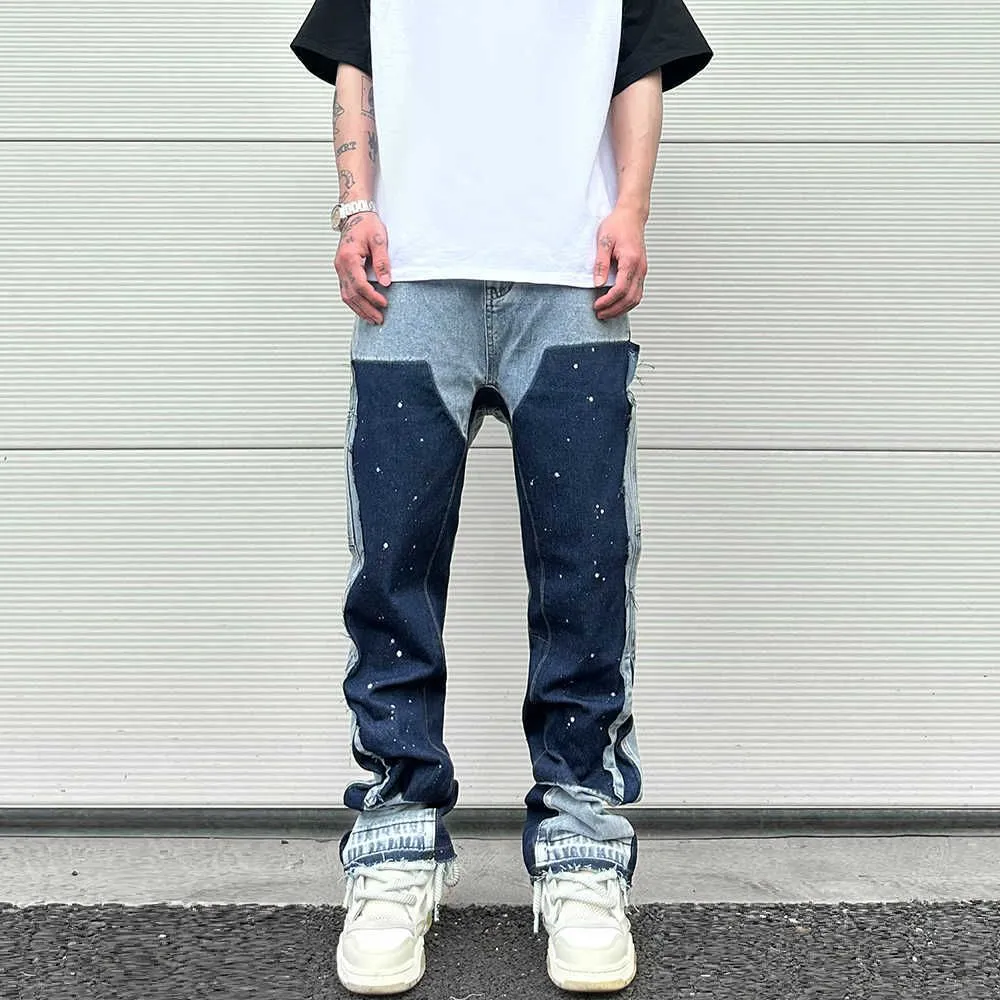 Black Graffiti Flared Killer Jeans For Men With Patches Hip Hop ...