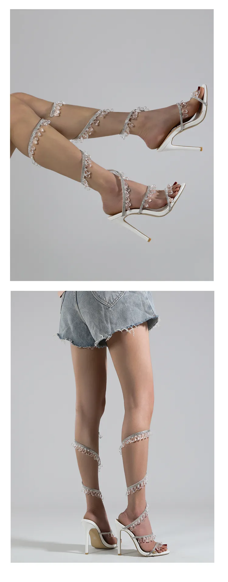 Eilyken New Design Crystal Rhinestone String Bead Women's Sandals Sexy ...