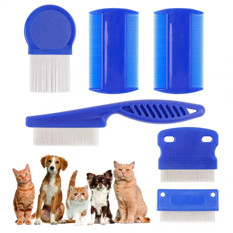 6-Pack Stainless Steel Flea Combs for Gentle Grooming, Removing Fleas ...