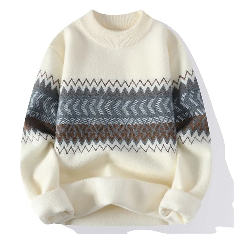 Vintage Pullover Sweater: Men's Retro Knit O-Neck Loose Fit Warm Casual ...