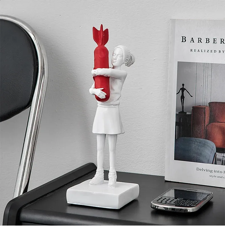 Banksy Hugging Bomb Girl Resin Statue Sculpture Home Decoration Hugger ...