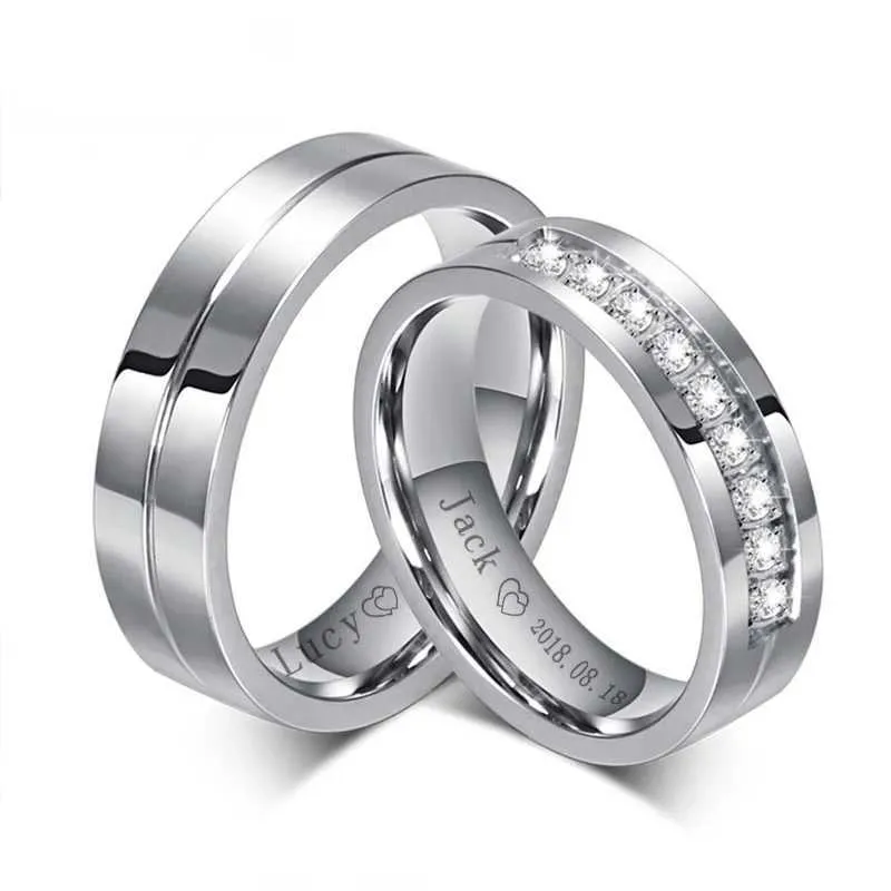 Customizable Cubic Zirconia Wedding Band - Free Engraving, Lasting Love ...
