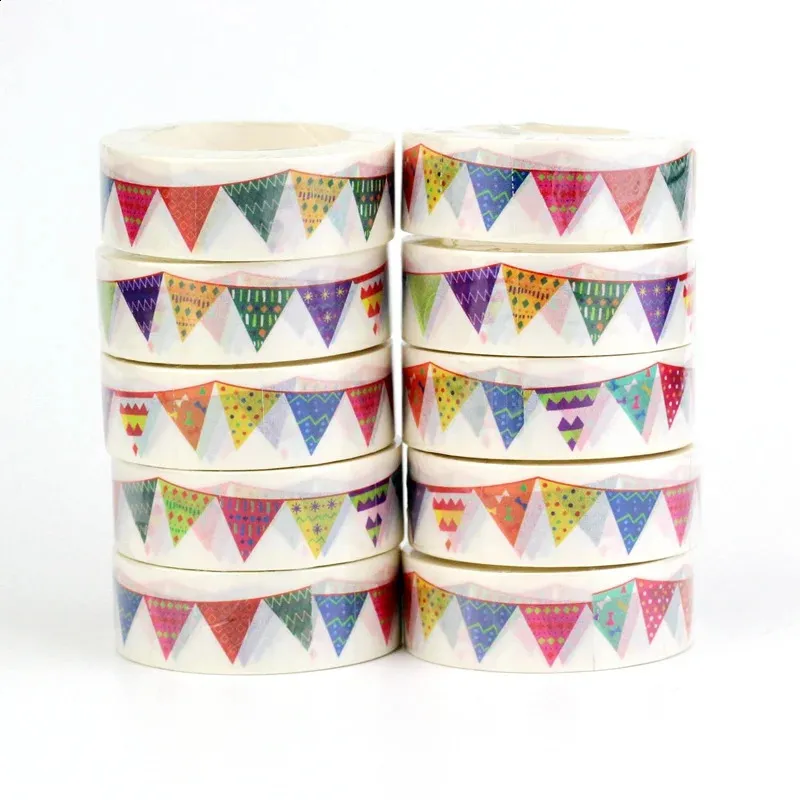 10 Pack Washi Tape Set - Japanese Paper, Decorative Flags, Adhesive ...
