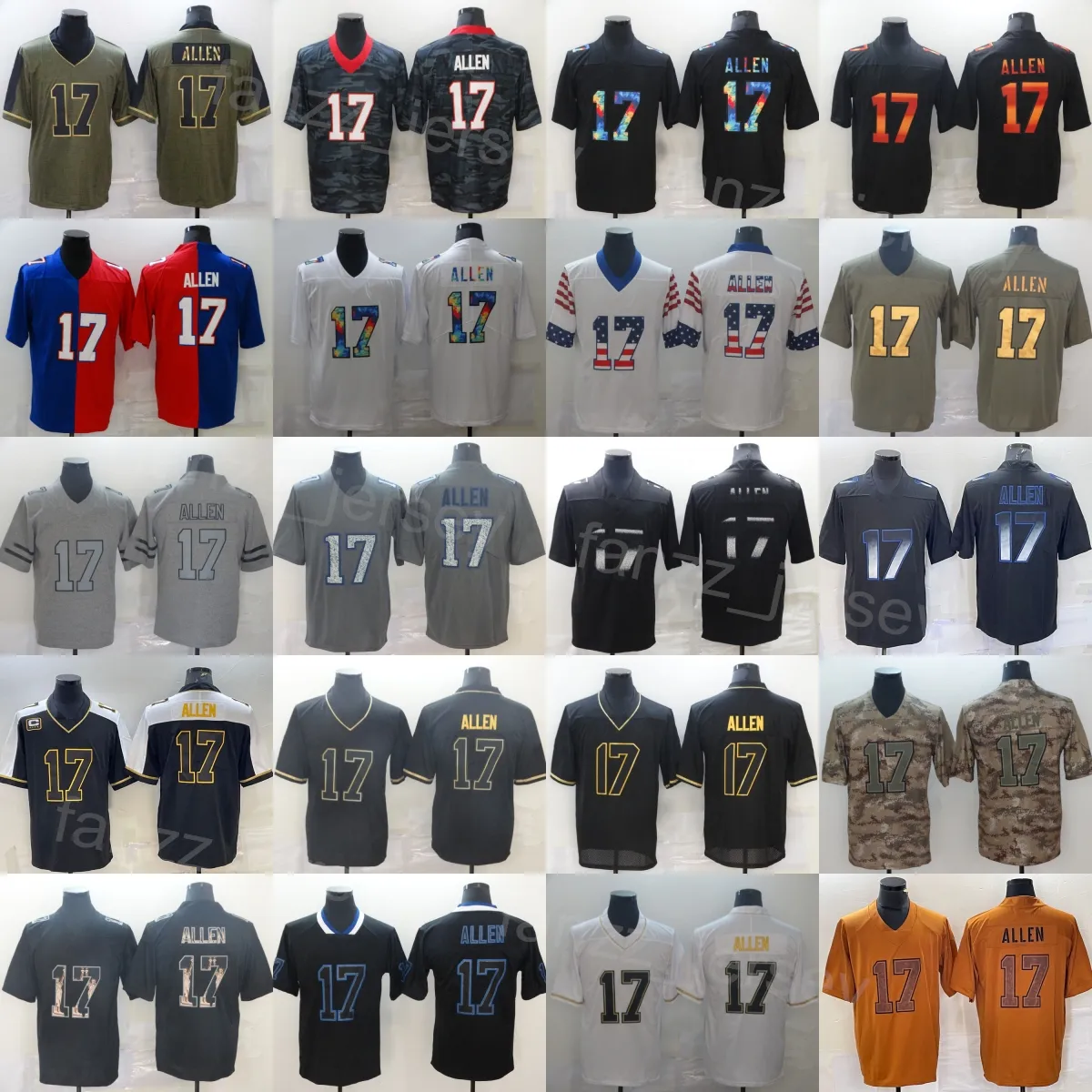 Mans Football 17 Josh Allen Jerseys Vapor Untouchable Olive Salute To ...