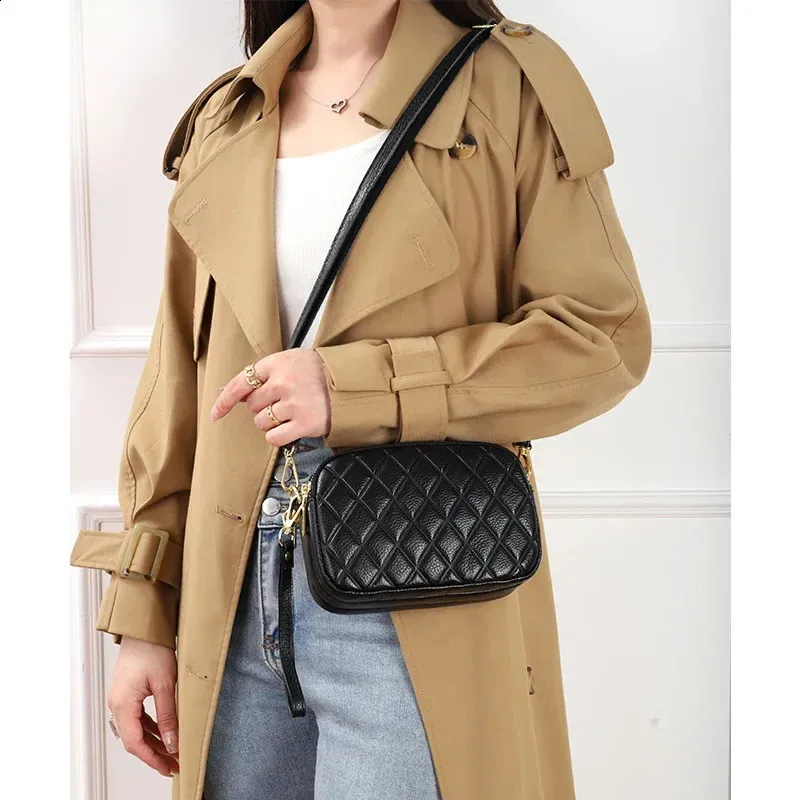 Premium Leather Messenger Bag: Stylish Ladies Shoulder Bag, Checkered ...