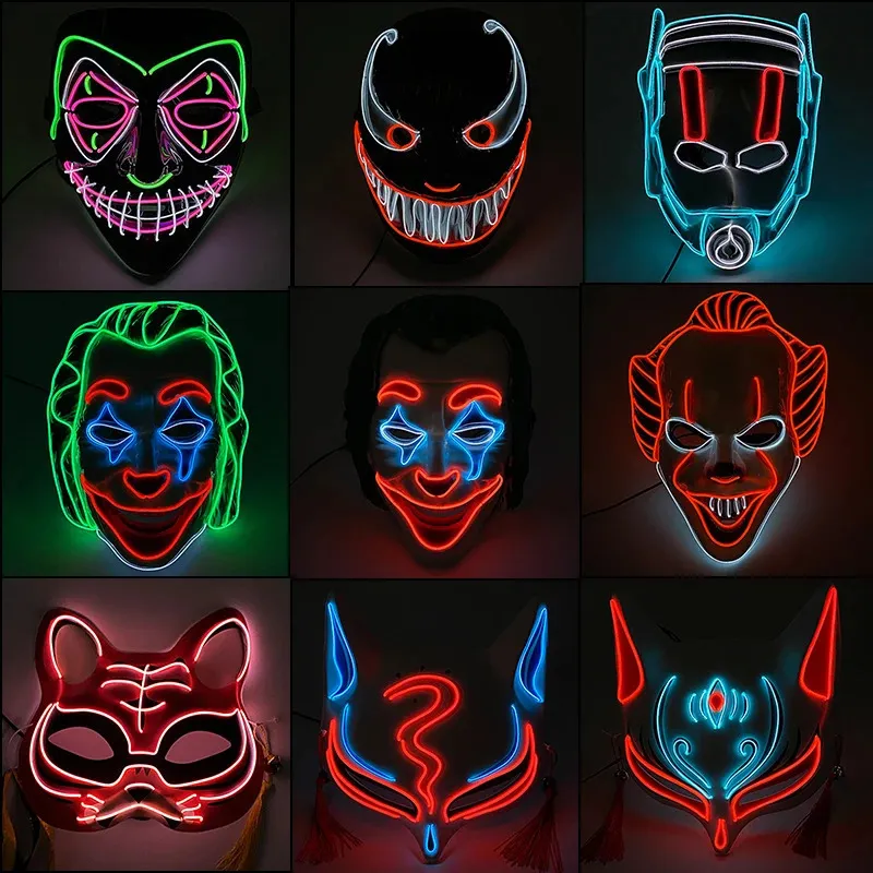 Horror Halloween Neon Mask Clown Mask Role Playing Party Costume ...