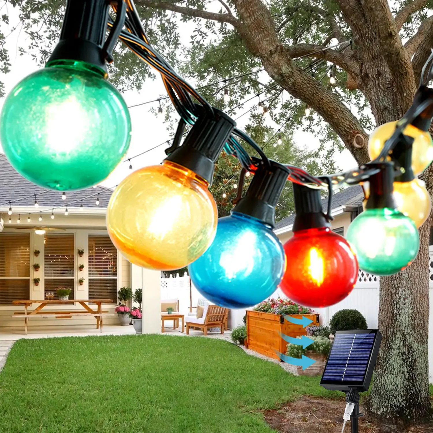 G40 LED String Lights Fairy Decoration - RGB Color Changing, Solar ...