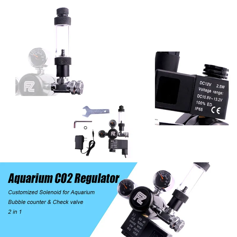 Fzone Aquarium CO2 Regulator Complete Fish Tank CO2 System Kit With ...