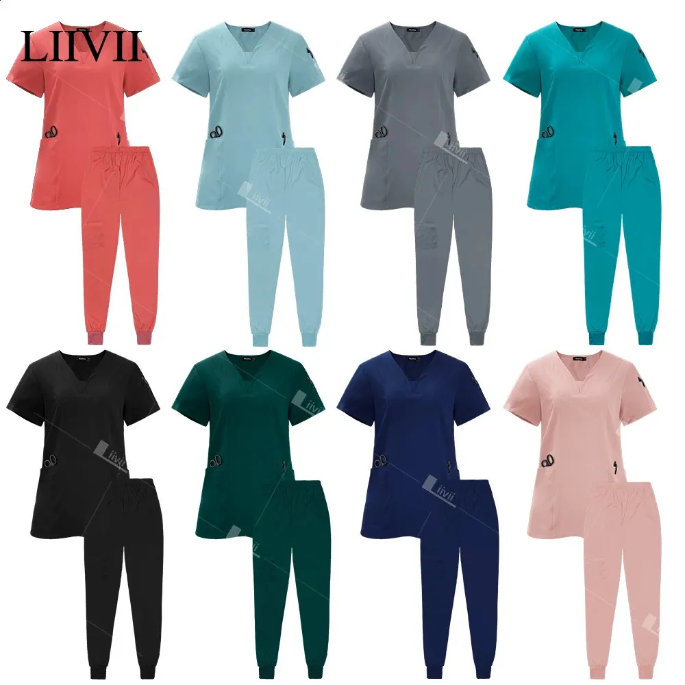 Uniforms Woman Scrub Set Clinical Nursing Scrubs Top And Pants For ...