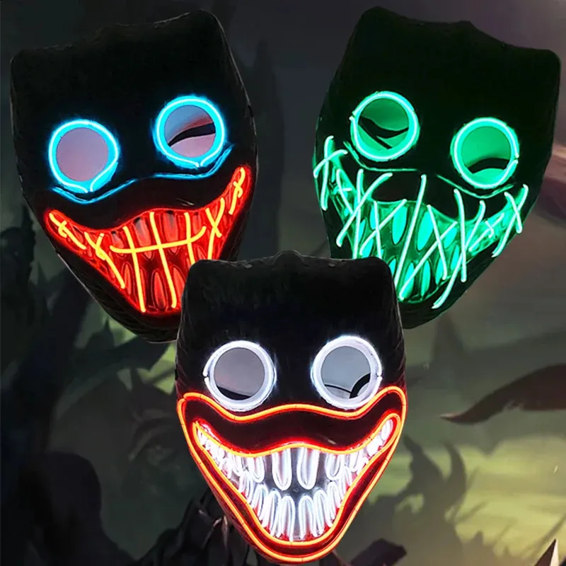 LED Neon Role Playing Halloween Face Mask Luminous Halloween Makeup ...