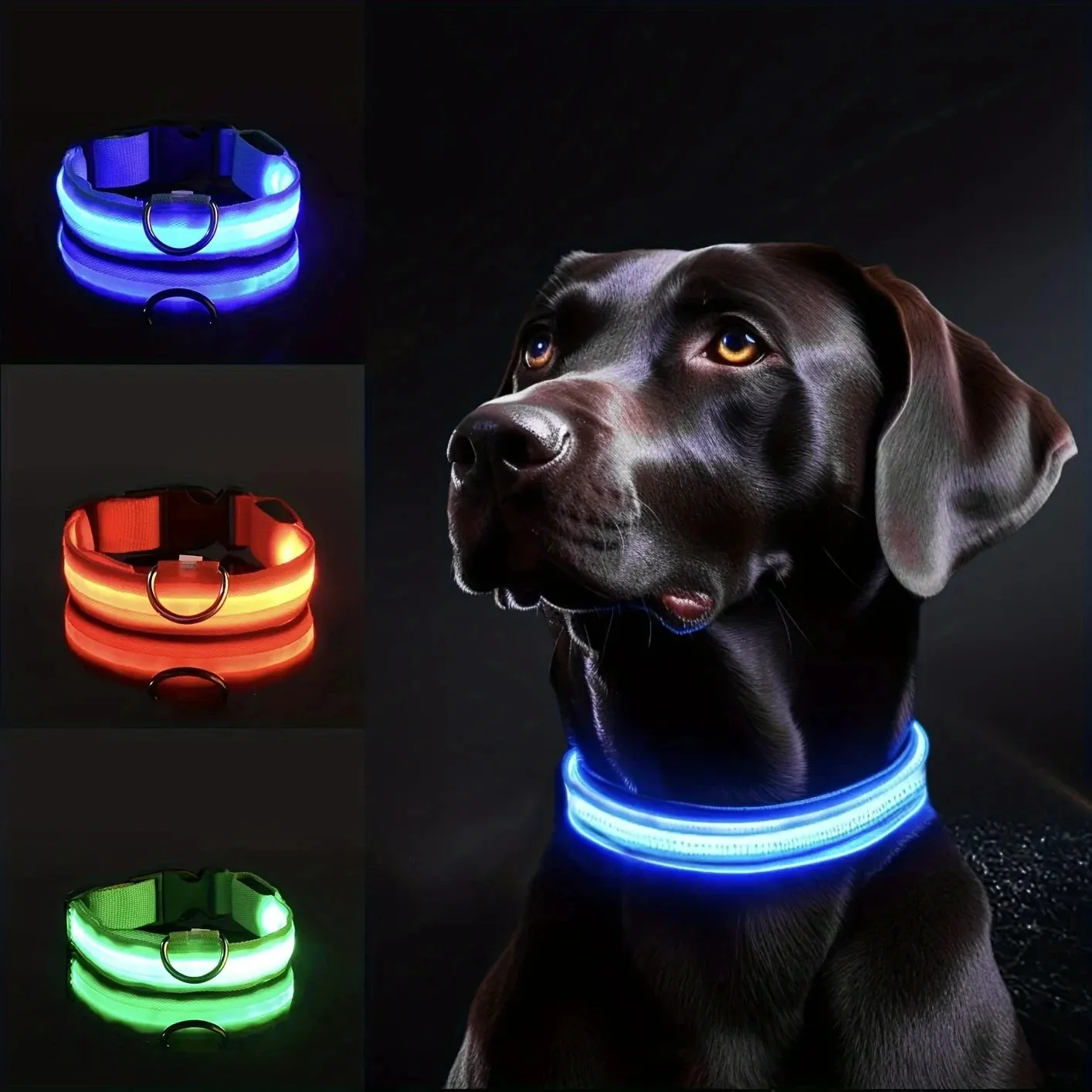 Reflective Geometric LED Dog Collar - Durable, Adjustable, Night Safety ...