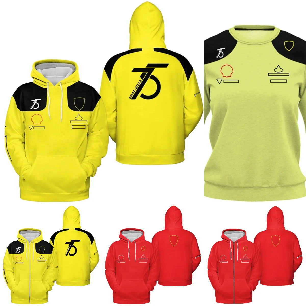 Formula 1 Team Hoodie Racing Fans Oversized Yellow Hooded Sweatshirt ...