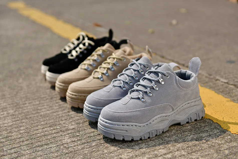 Men Platform Shoes Faux Nubuck Non-slip Rubber Outsole Casual Chunky ...