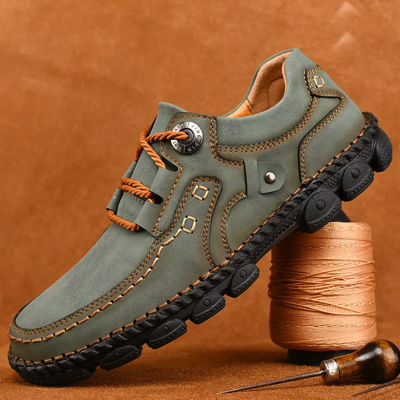 Men's Leather Loafers - Casual Comfort Sneakers with Tooling Design ...