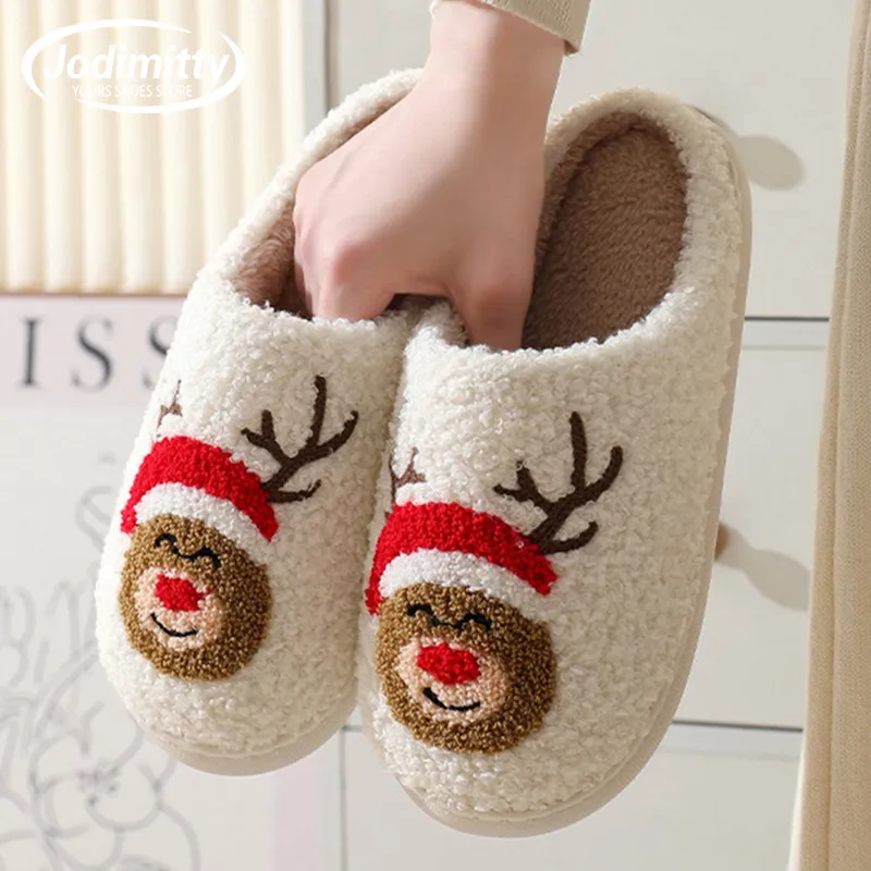 Christmas Fuzzy Slippers - Winter Plush Fleece Indoor Slippers, Thick ...