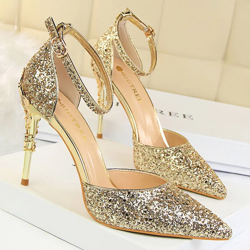 Wholesale Woman Pumps Sequins Stiletto Heels High Fashion Ladies Shoes ...