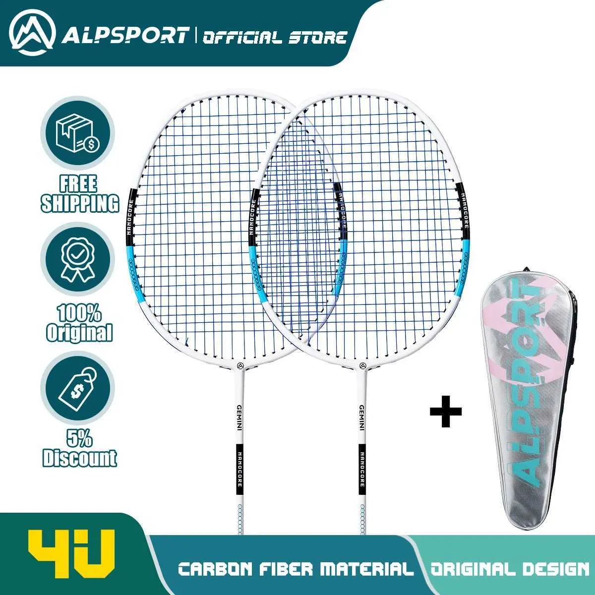 Lightweight Badminton Racket Set: Premium Carbon Fiber, High Tension ...