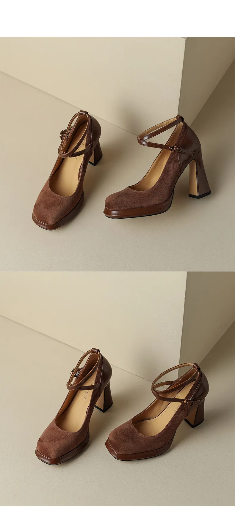 Cross Strap Square Toe Heels: Elegant & Versatile Pumps, Perfect for ...