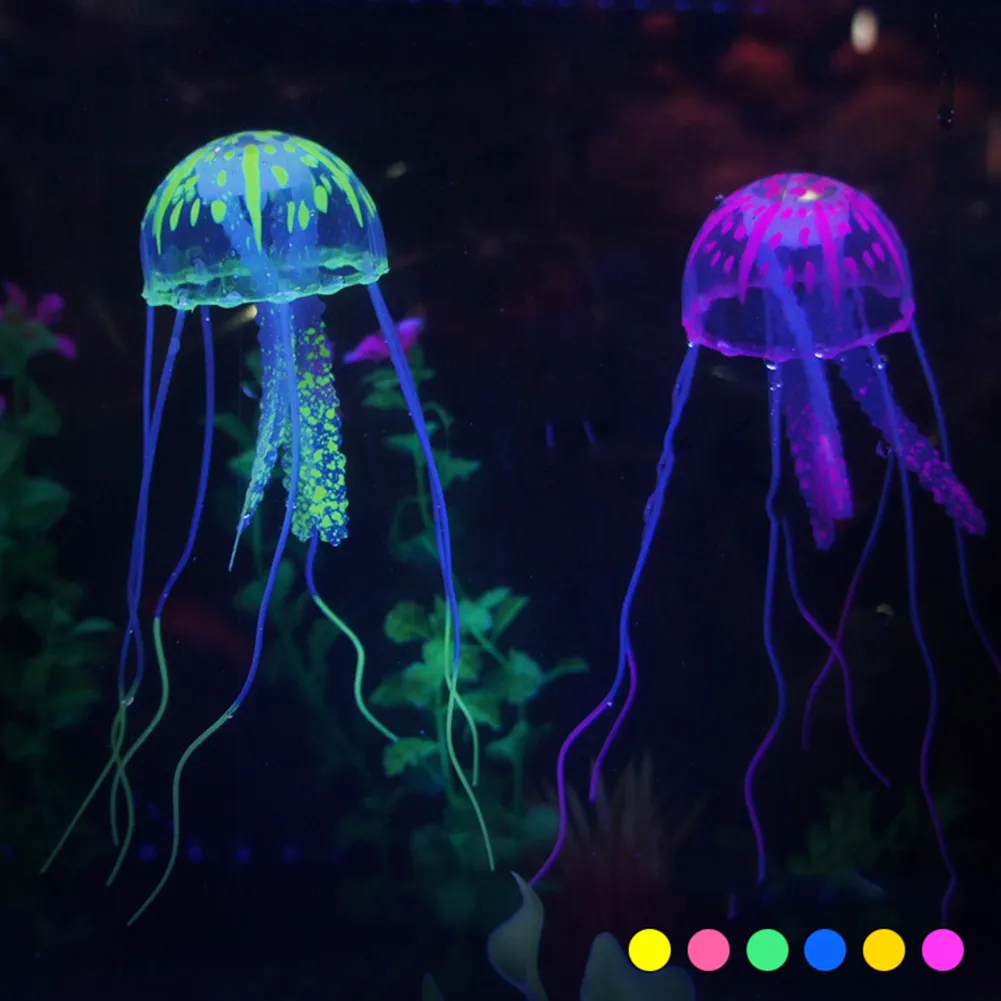 Fake Jellyfish For Fish Tank, Fluorescent Silicone Jellyfish Ornaments ...