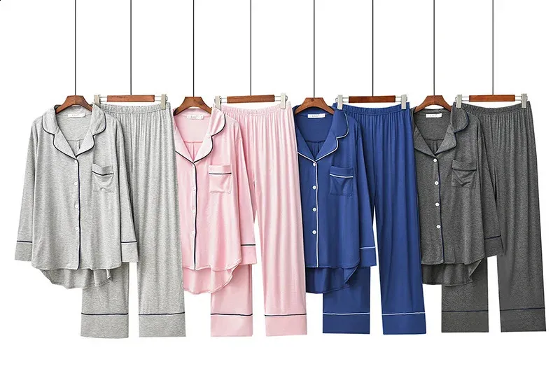 Women's Soft & Breathable Long Sleeve Pajama Set - Solid Pattern, Loose ...