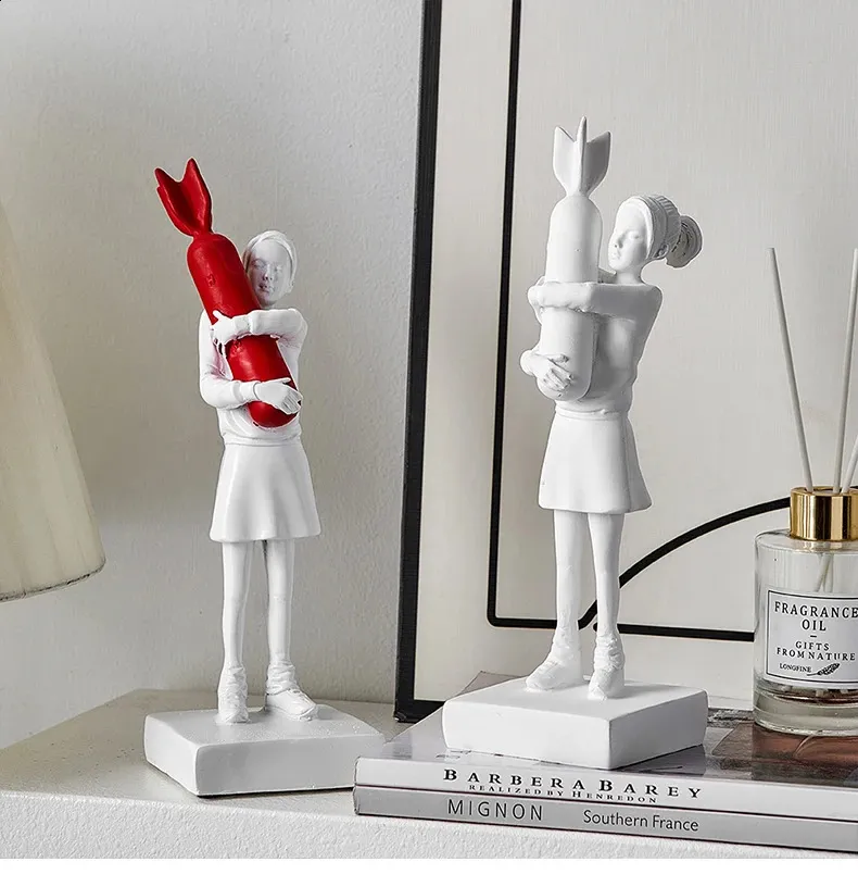 Banksy Hugging Bomb Girl Resin Statue Sculpture Home Decoration Hugger ...