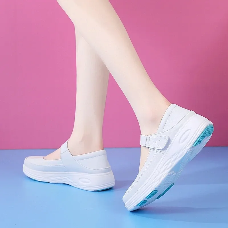 Women's Genuine Leather Air Cushion Nurse Shoes - Comfortable Walking ...