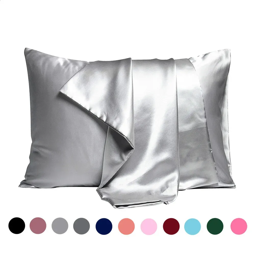 Luxury Satin Pillowcases - 2 Pack, Soft Smooth Silk Feel, Solid Colors ...