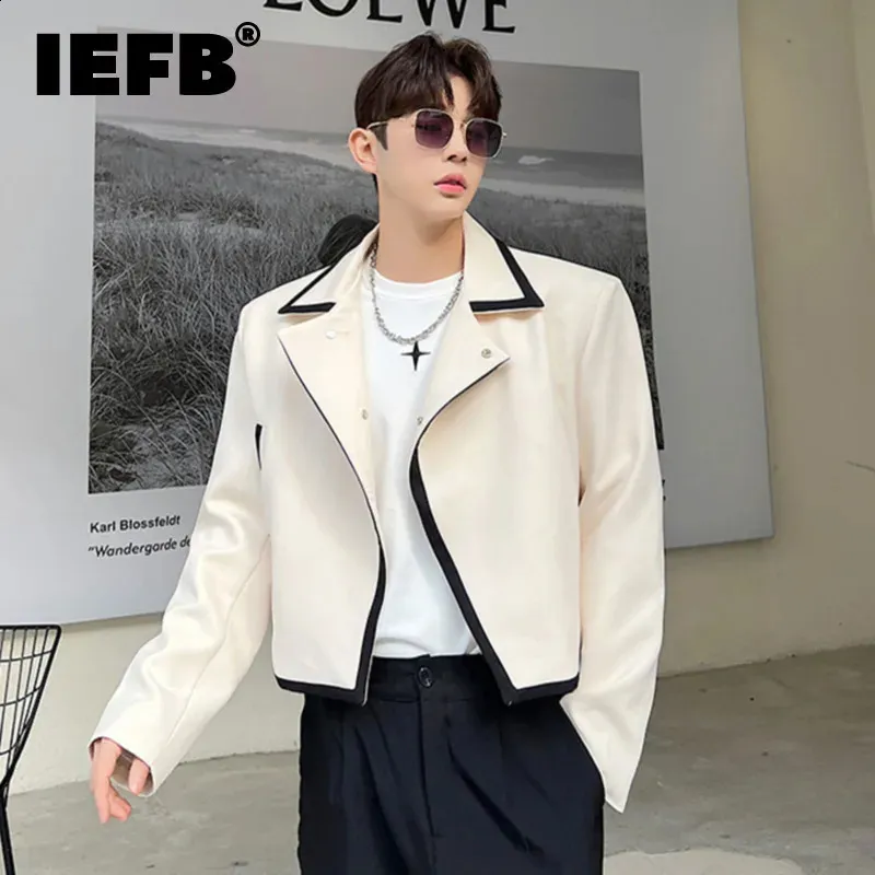 IEFB Men's Single Button Contrast Color Edge Casual IEFB Men's Single Button Contrast Color Edge Casual