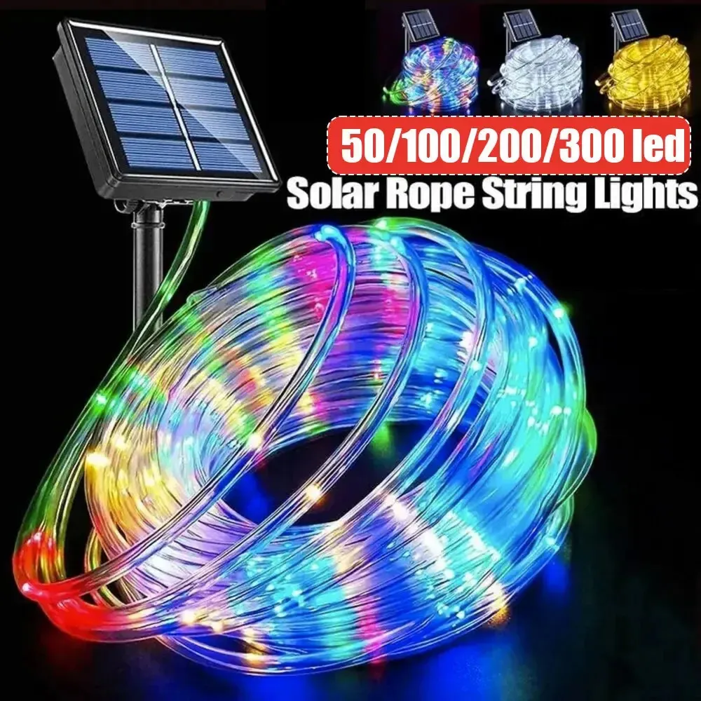 Solar LED Rope Lighting: Flexible Outdoor Decorative String Lights For ...