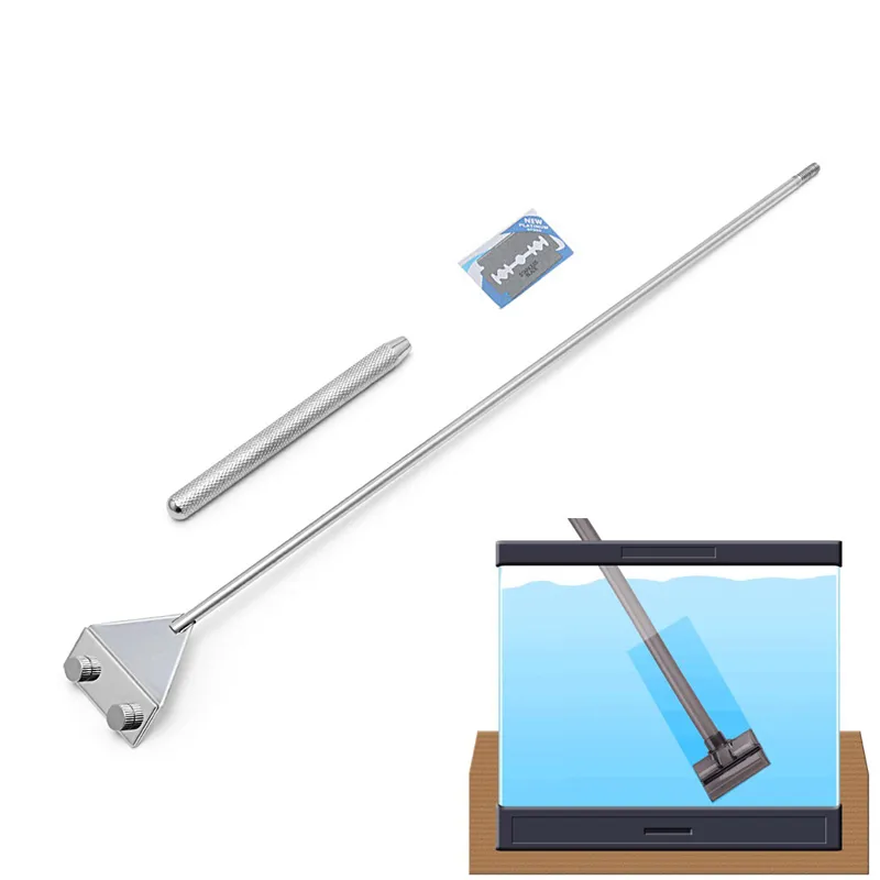 Stainless Steel Aquarium Glass Scraper - 18 Inch Algae Razor Cleaner ...