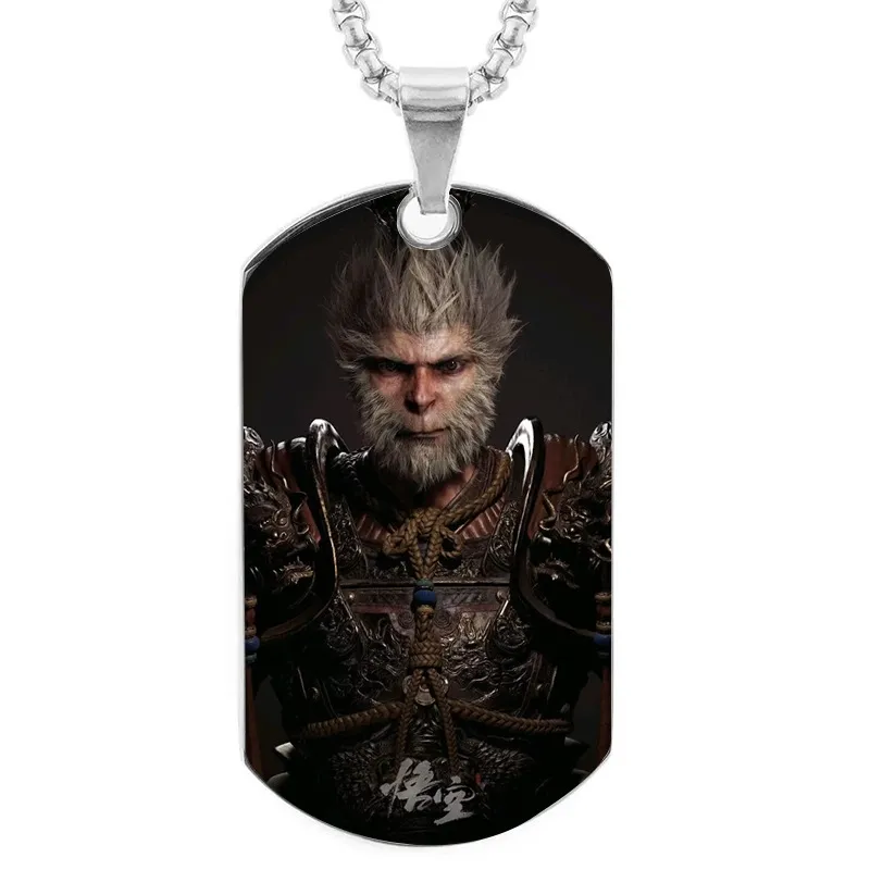 Stylish Stainless Steel Dog Tag Necklace With Black Myth Sun Wukong ...