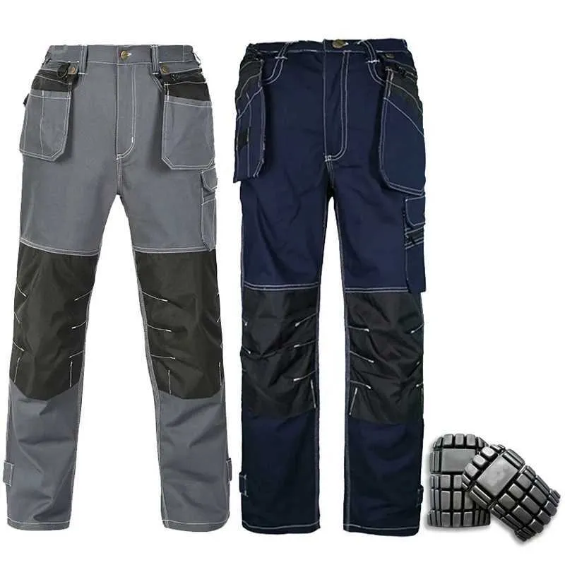 W240829 Mens Work Pants Mechanical Cotton Construction Pants With Knee ...