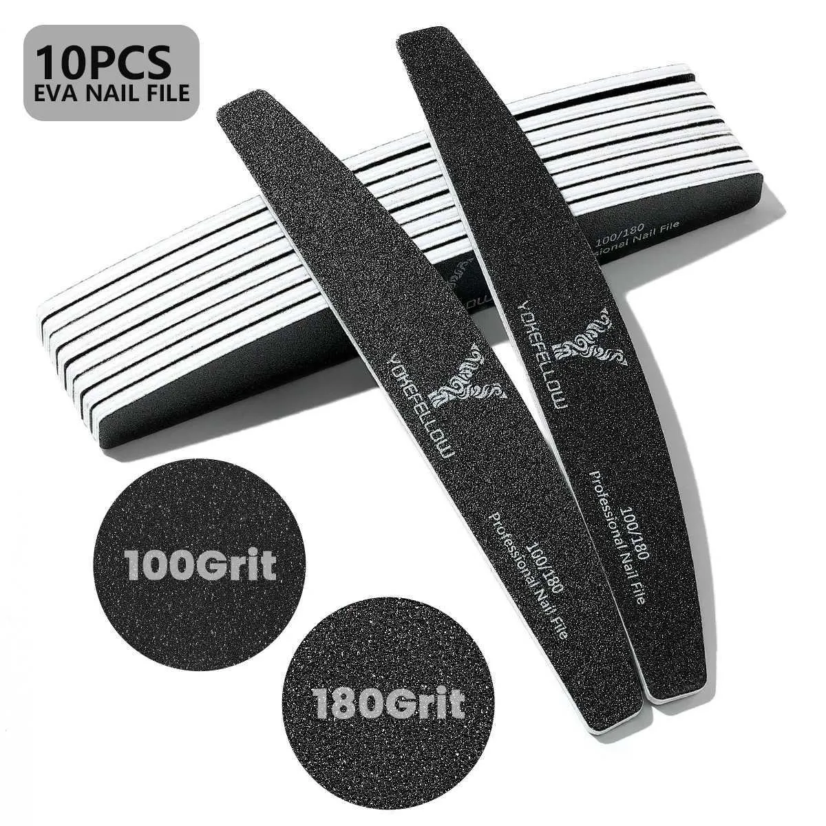 Premium Half Moon Nail Files - 10-Piece Set, 100/180 Grit, Perfect for ...