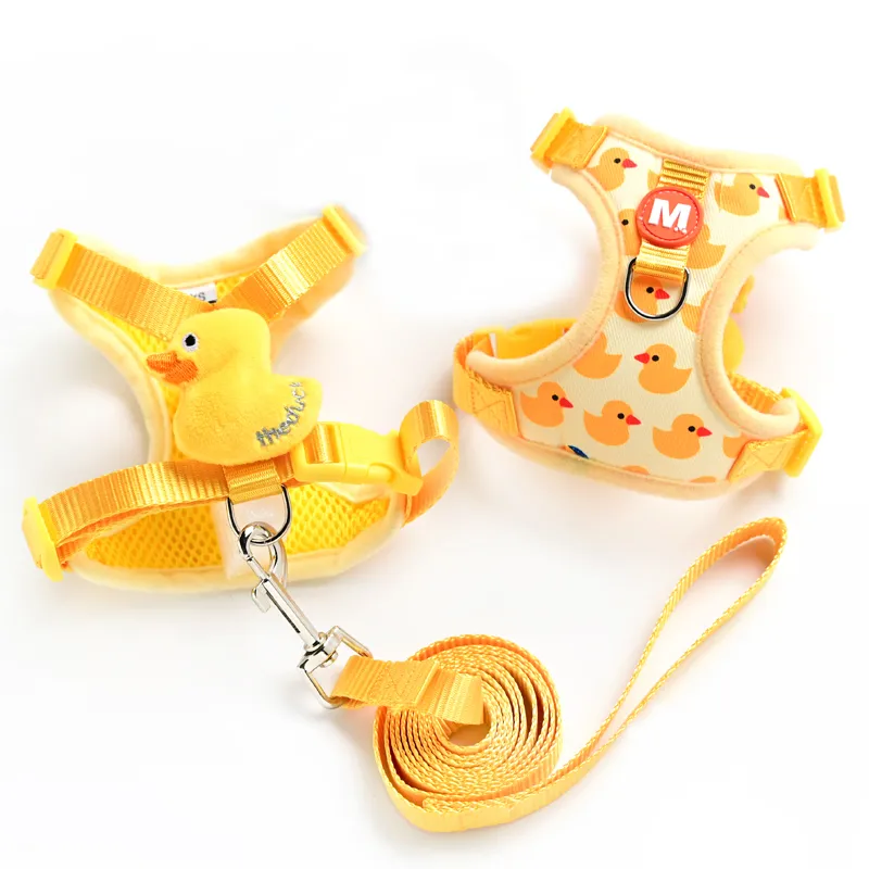 Adjustable Cartoon Duck Dog Harness & Leash Set for Small Breeds - No ...