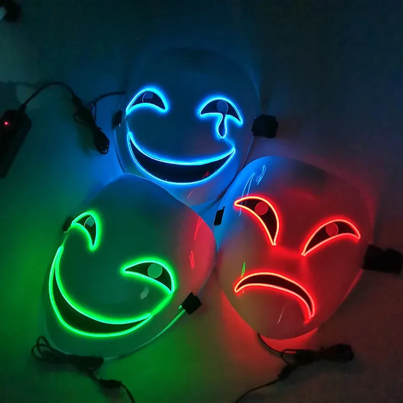 LED Neon Light Anime Cosplay Mask Role Playing Masks For Dark Halloween ...